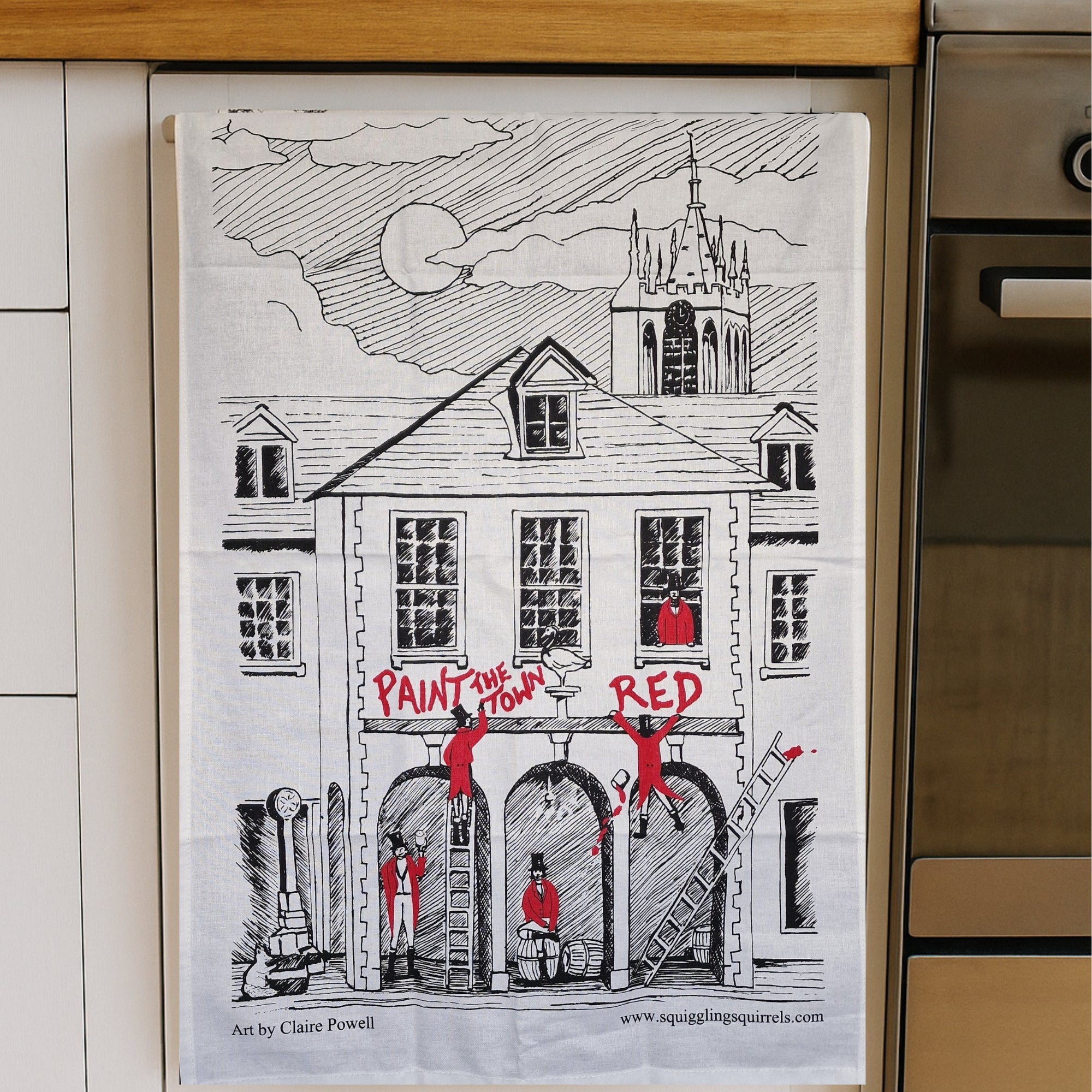 Paint The Town Red Tea Towel – Ye Olde Pork Pie Shoppe